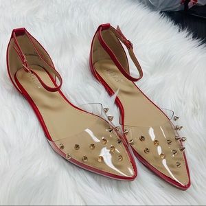 Shoes | Red Clear Studded Pointed Sandal | Poshmark
